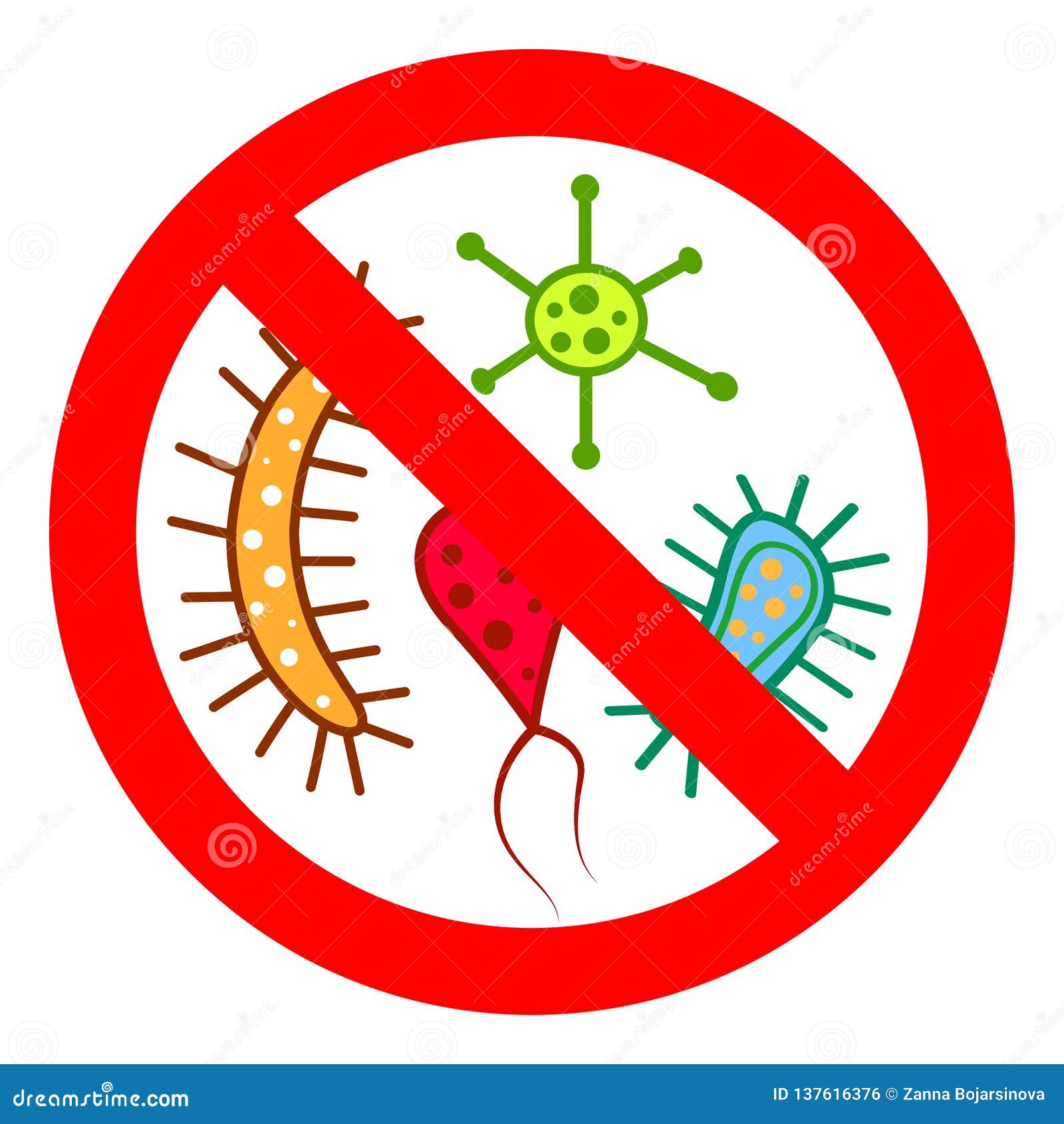 No bacteria sign stock vector. Illustration of bacterium - 137616376