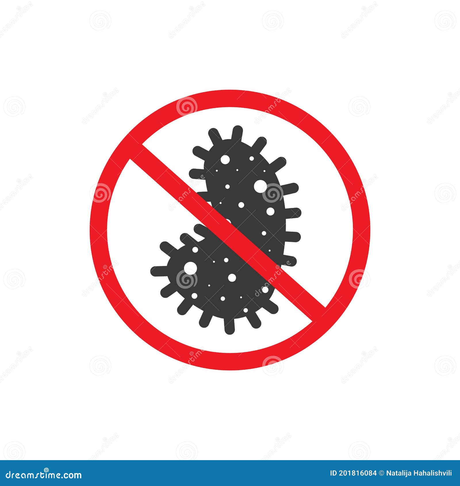 No Bacterias, Virus Icon, Vector Symbol Isolated White Background Stock ...