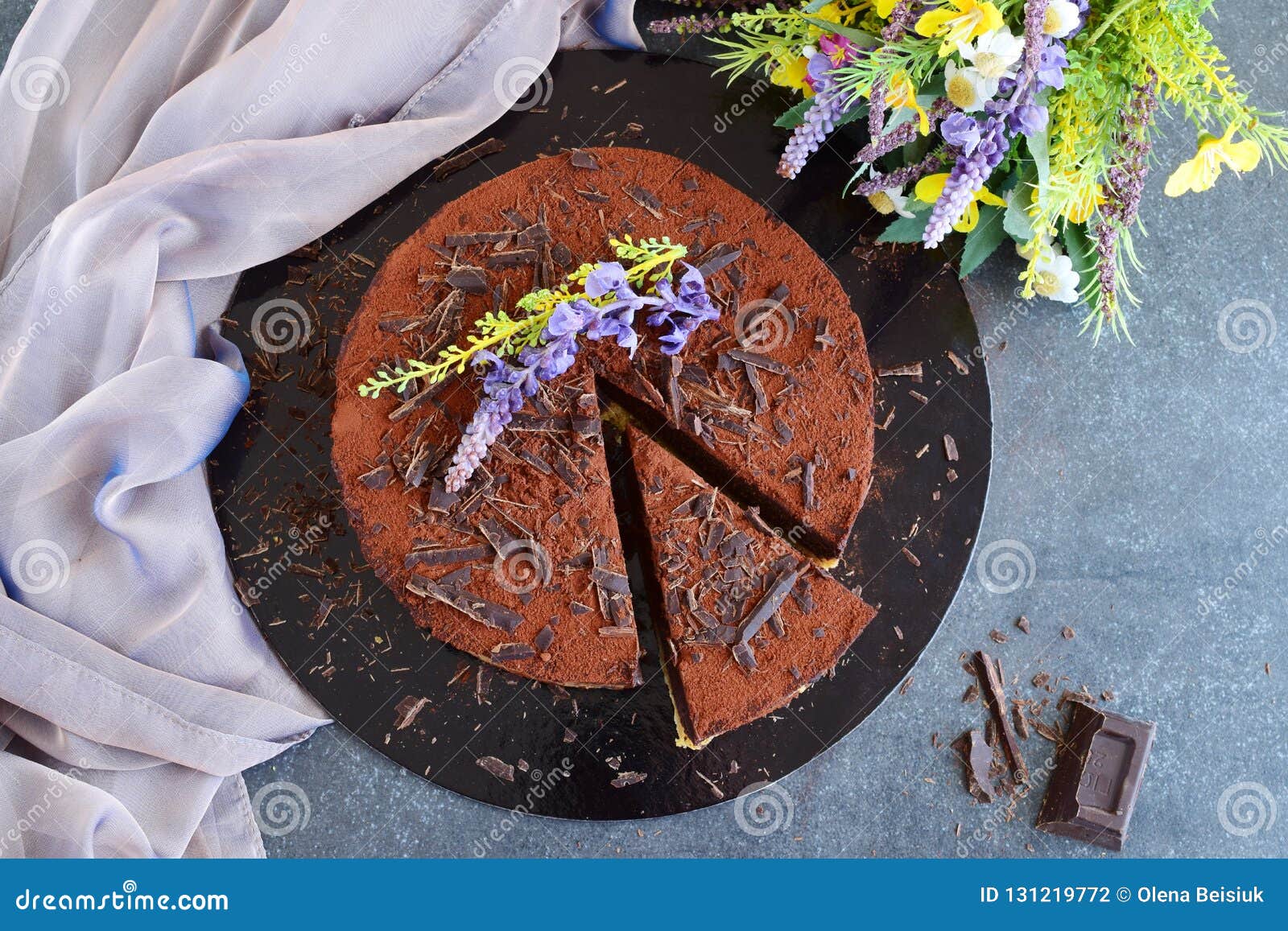 No Bake Cake, Biscuit Base with Cocolate Ganash Stock Photo - Image of ...