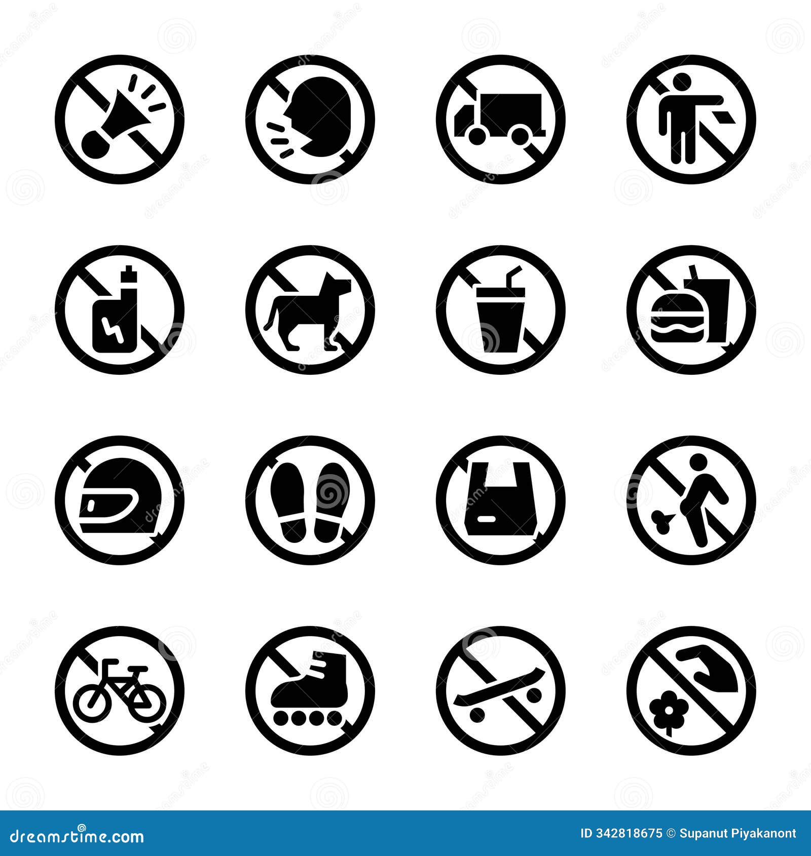 No,ban,prohibition Sign Set Stock Illustration - Illustration of sign ...