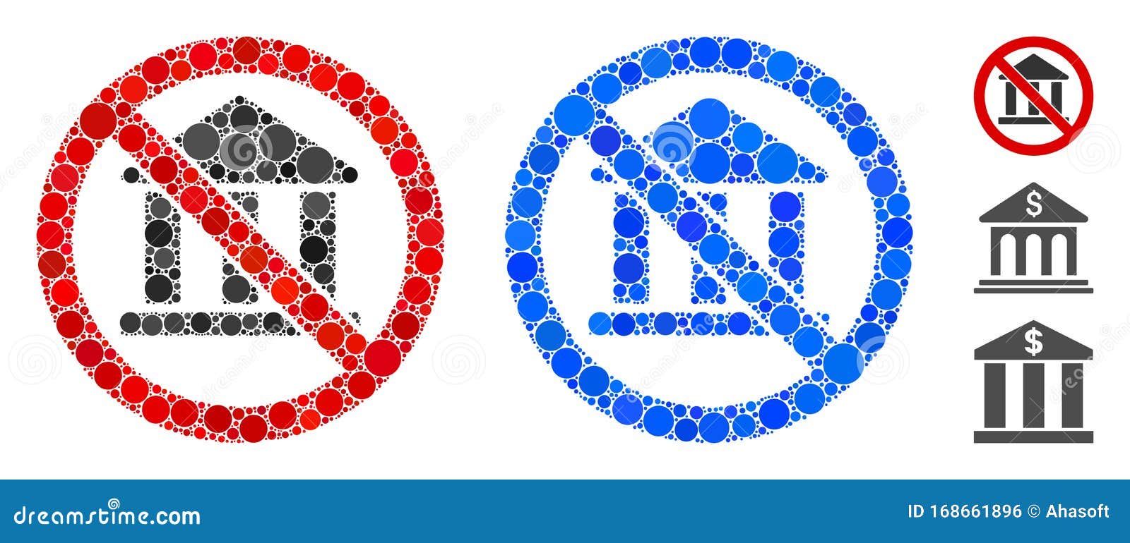 No Bank Building Mosaic Icon of Circle Dots Stock Vector - Illustration ...