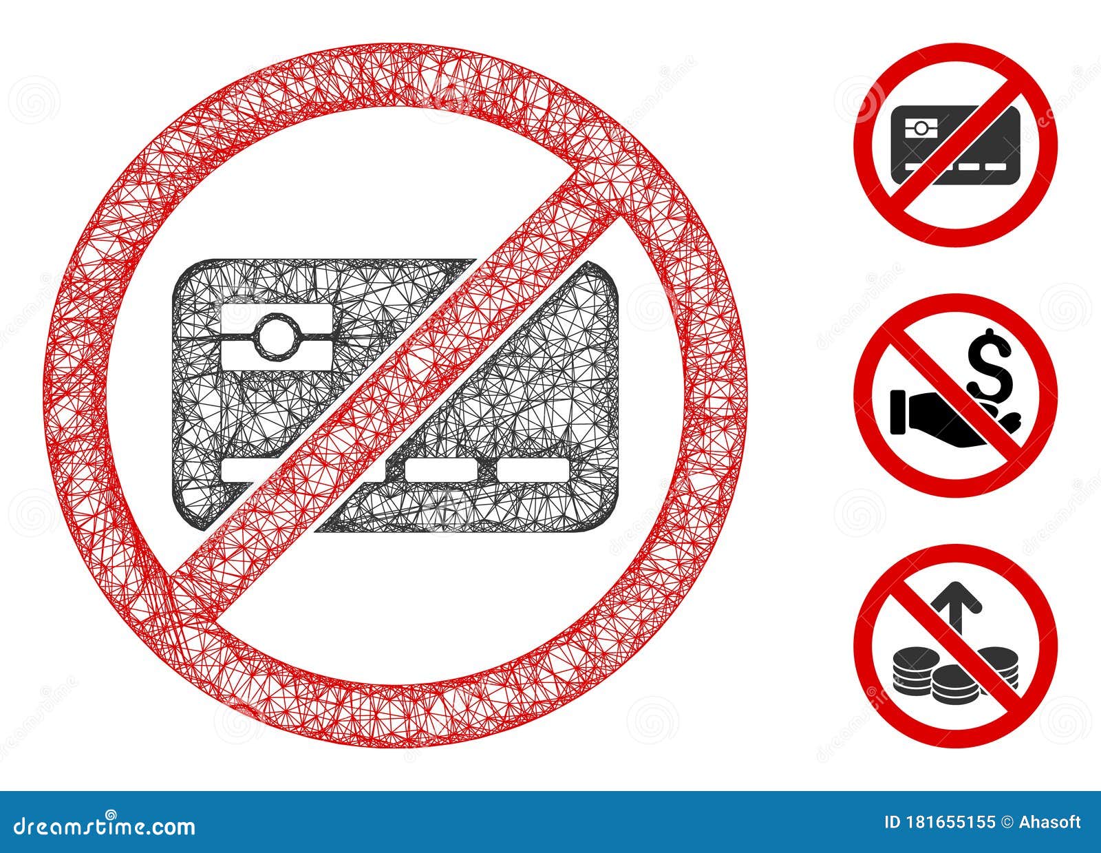 No Banking Card Polygonal Web Vector Mesh Illustration Stock ...