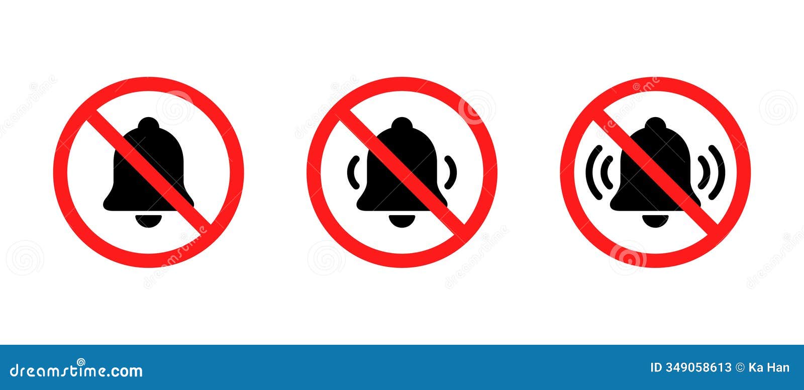 No Bell Icon Set. Notification Prohibition Sign Stock Vector ...