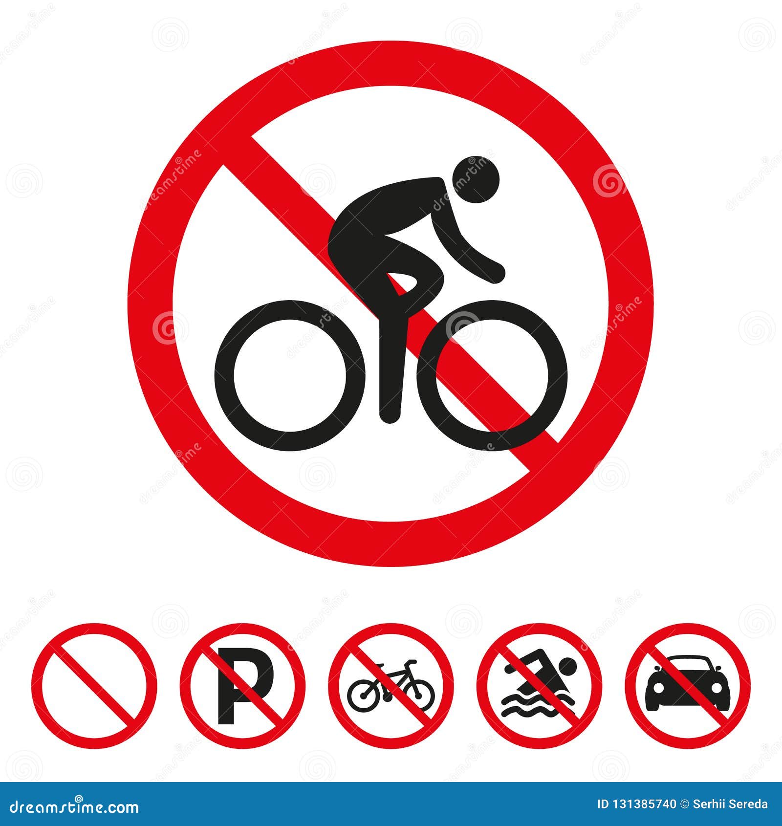 No Bicycle Sign on White Background. Stock Illustration - Illustration ...