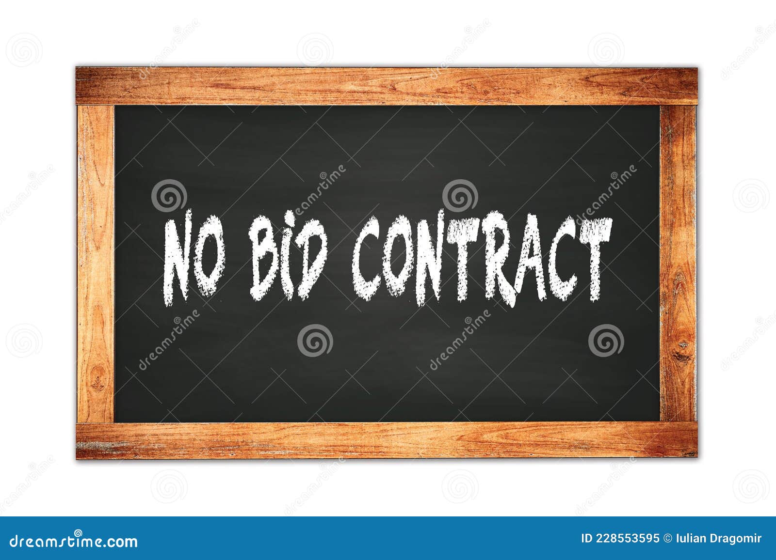 NO BID CONTRACT Text Written on Wooden Frame School Blackboard Stock ...