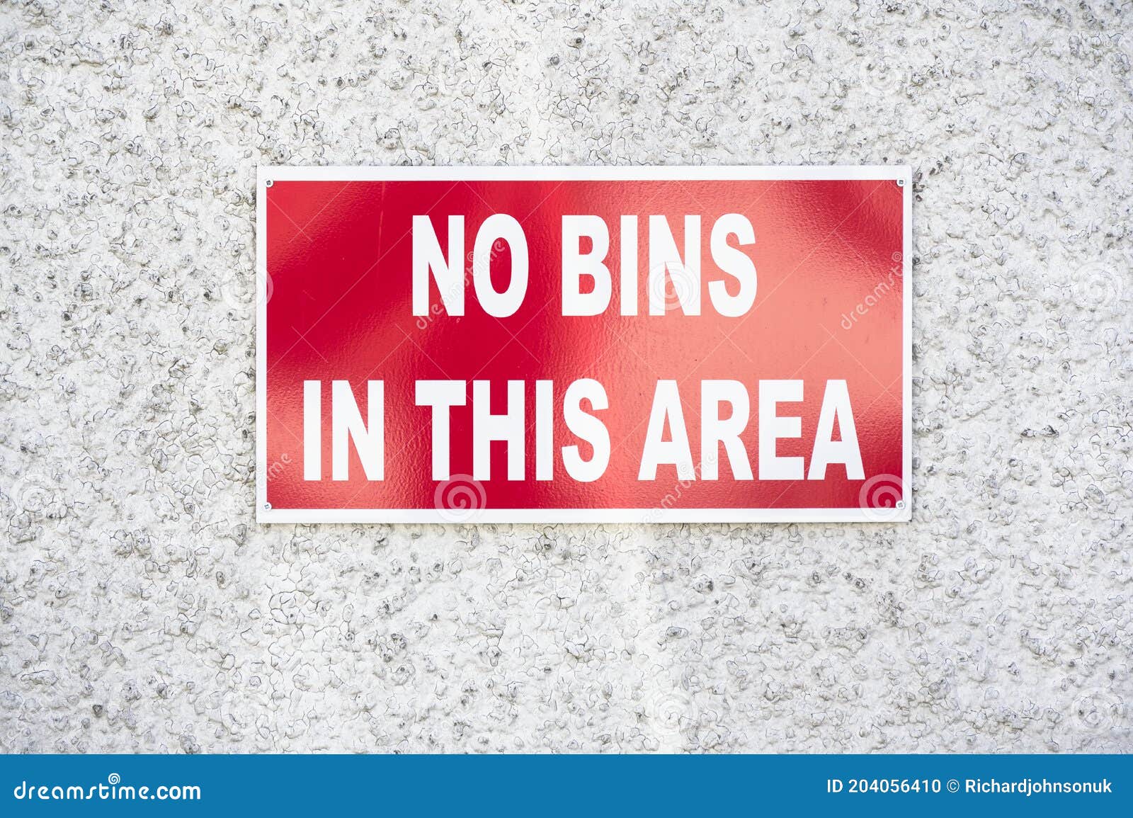 No Bins Allowed in this Area Red Sign Stock Photo - Image of council ...