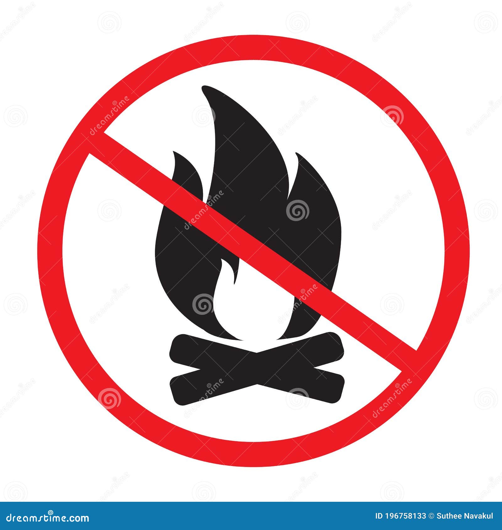 No Bonfire Prohibited Icon on White Background. No Fire Sign. Stop ...