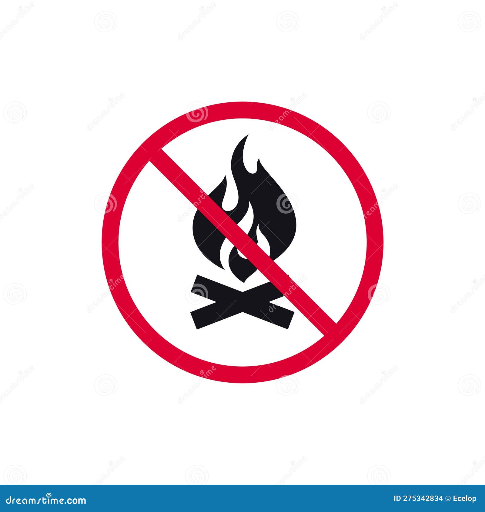 No Bonfire Prohibited Sign, No Fire Forbidden Modern Round Sticker ...