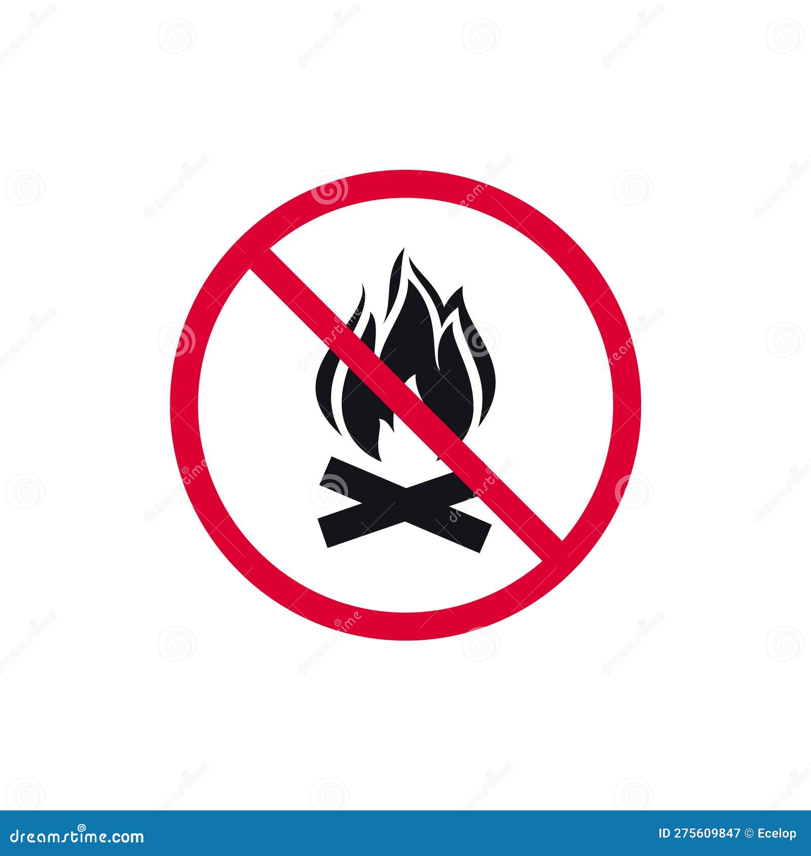 No Campfired, No Fire Symbol, Prohibition Sign. Flat Vector ...