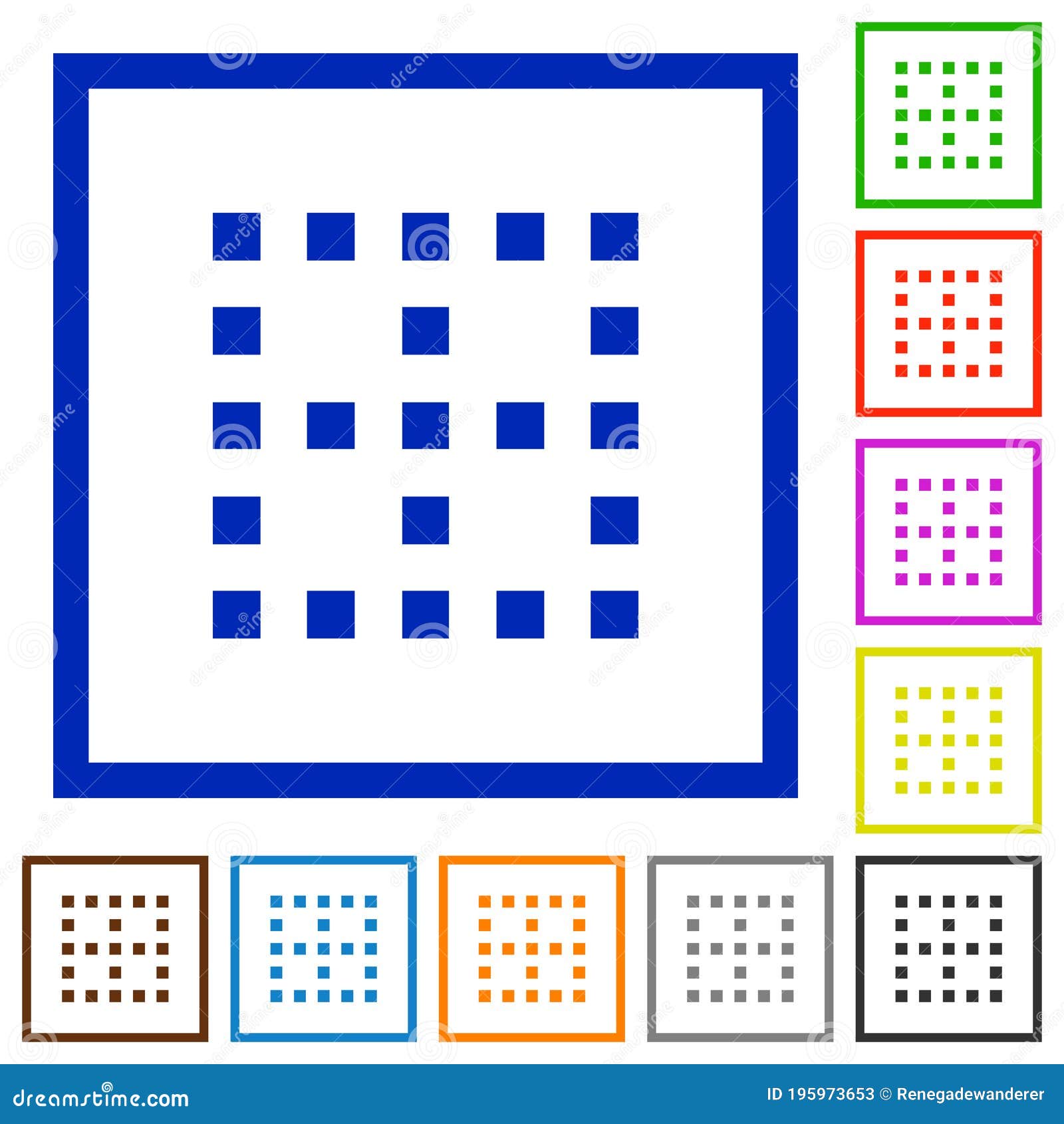 No Borders Flat Framed Icons Stock Vector - Illustration of vector ...