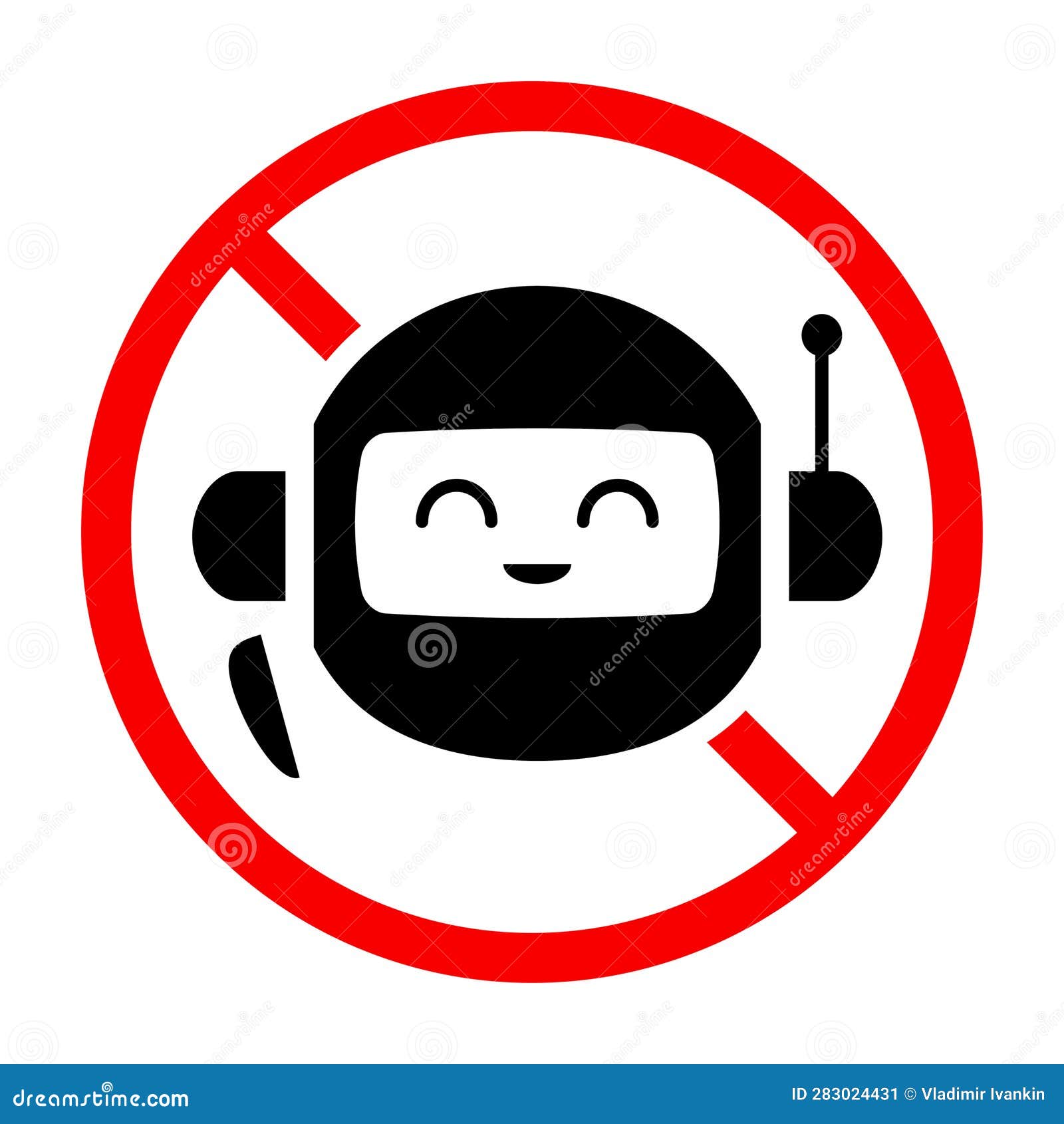 No Bot Stop Robot Prohibition Sign Vector Stock Vector - Illustration of circle, future: 283024431