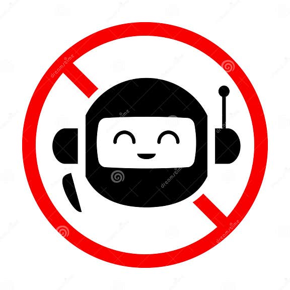 No Bot Stop Robot Prohibition Sign Vector Stock Vector - Illustration ...