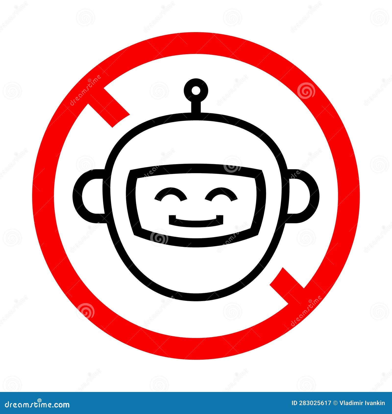 No Bot Stop Robot Prohibition Sign Vector Stock Vector - Illustration ...