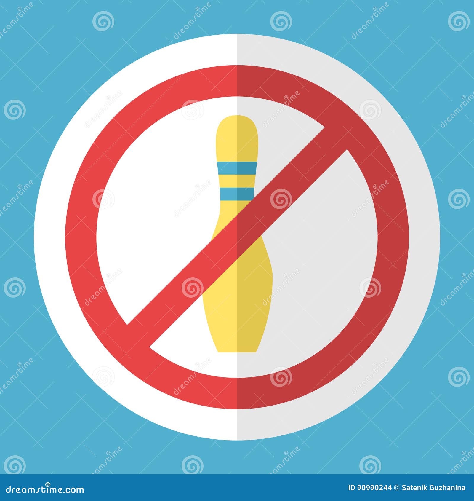 No bowling on blue stock vector. Illustration of recreation - 90990244