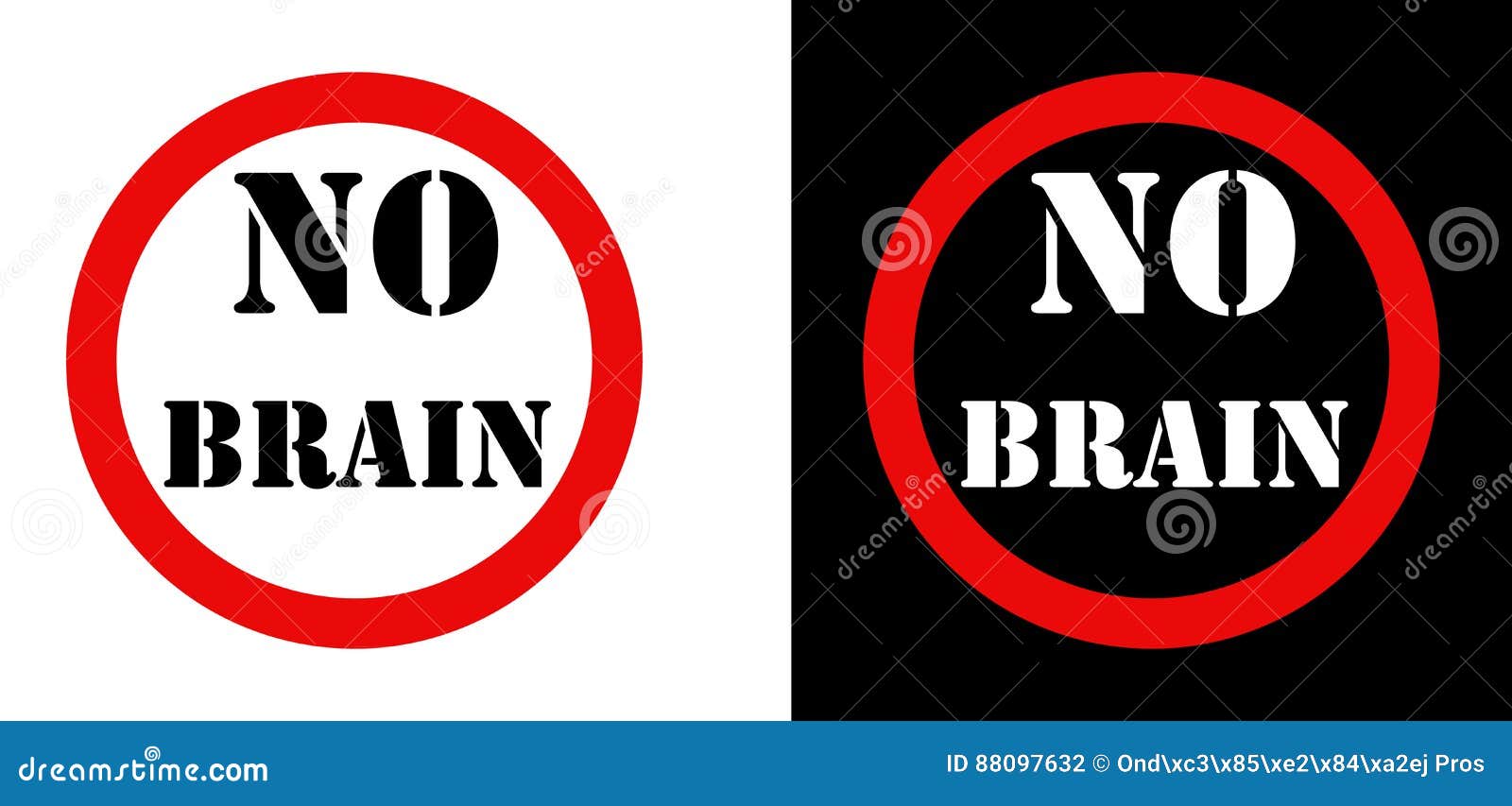 No Brain Attention Sign Set Stock Vector - Illustration of style ...