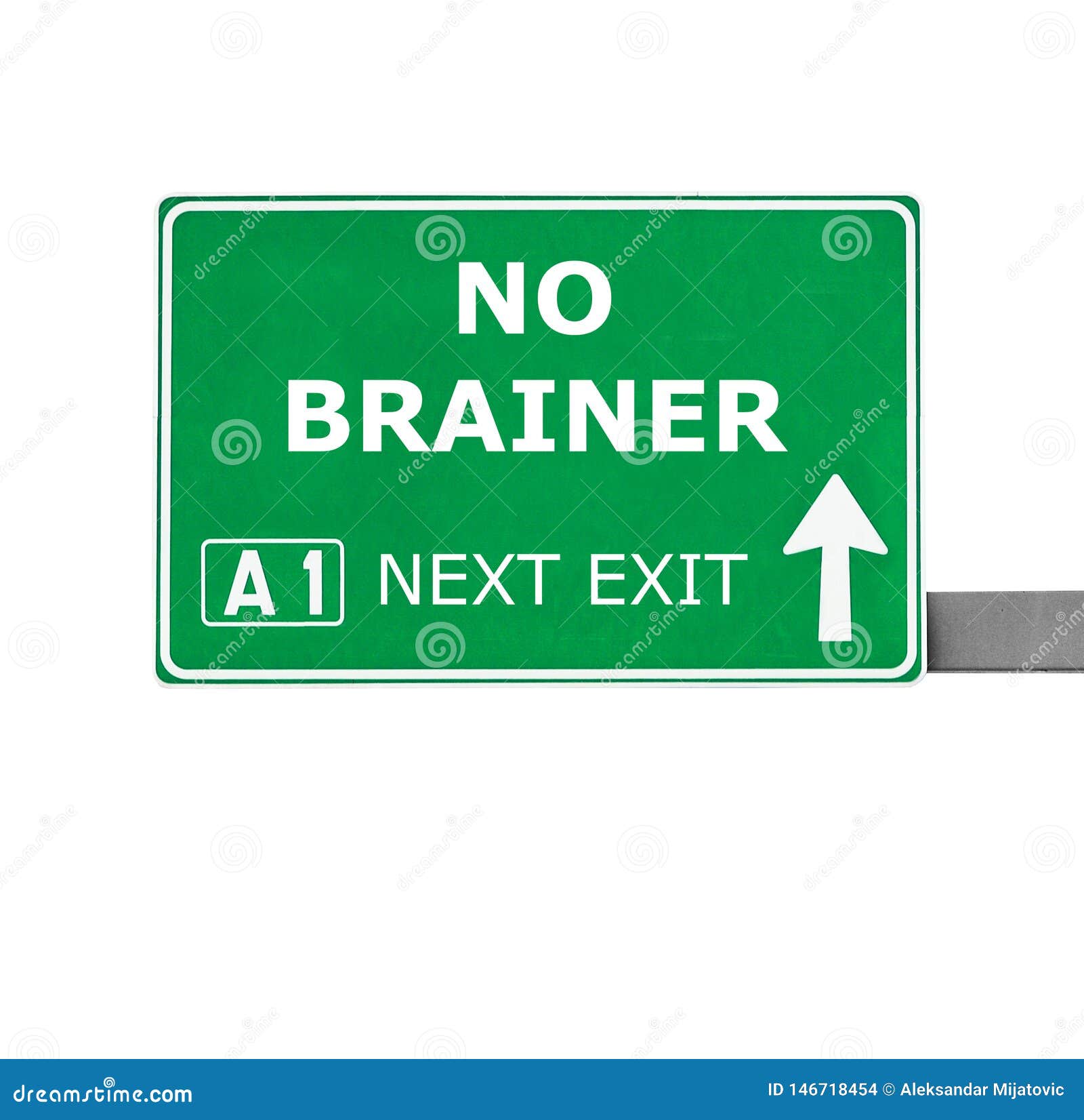NO BRAINER Road Sign Isolated on White Stock Photo - Image of ...