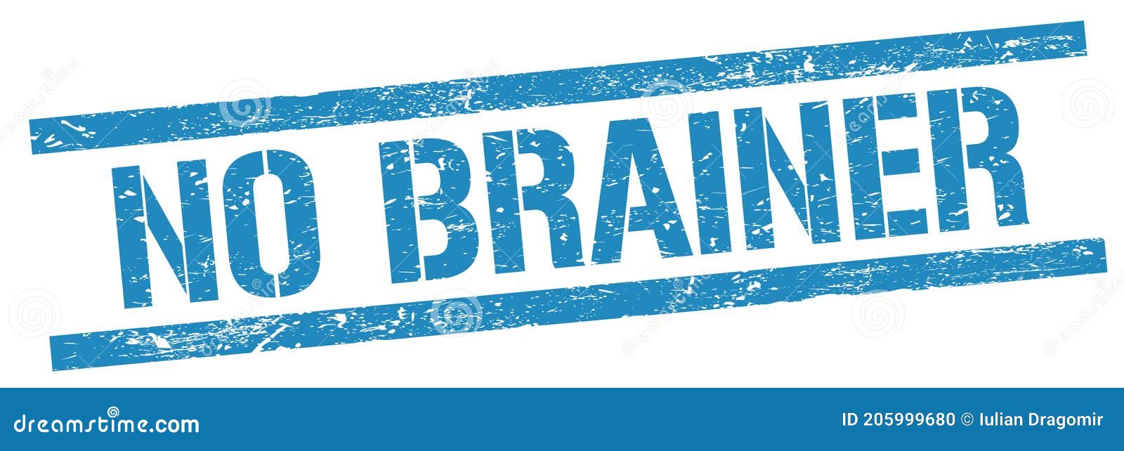 NO BRAINER Text on Blue Grungy Rectangle Stamp Stock Illustration ...