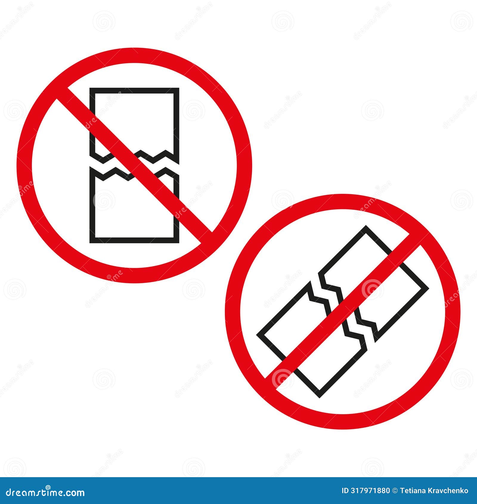 No Broken Objects Vector Sign. Fragile Item Prohibition. Red Circle ...