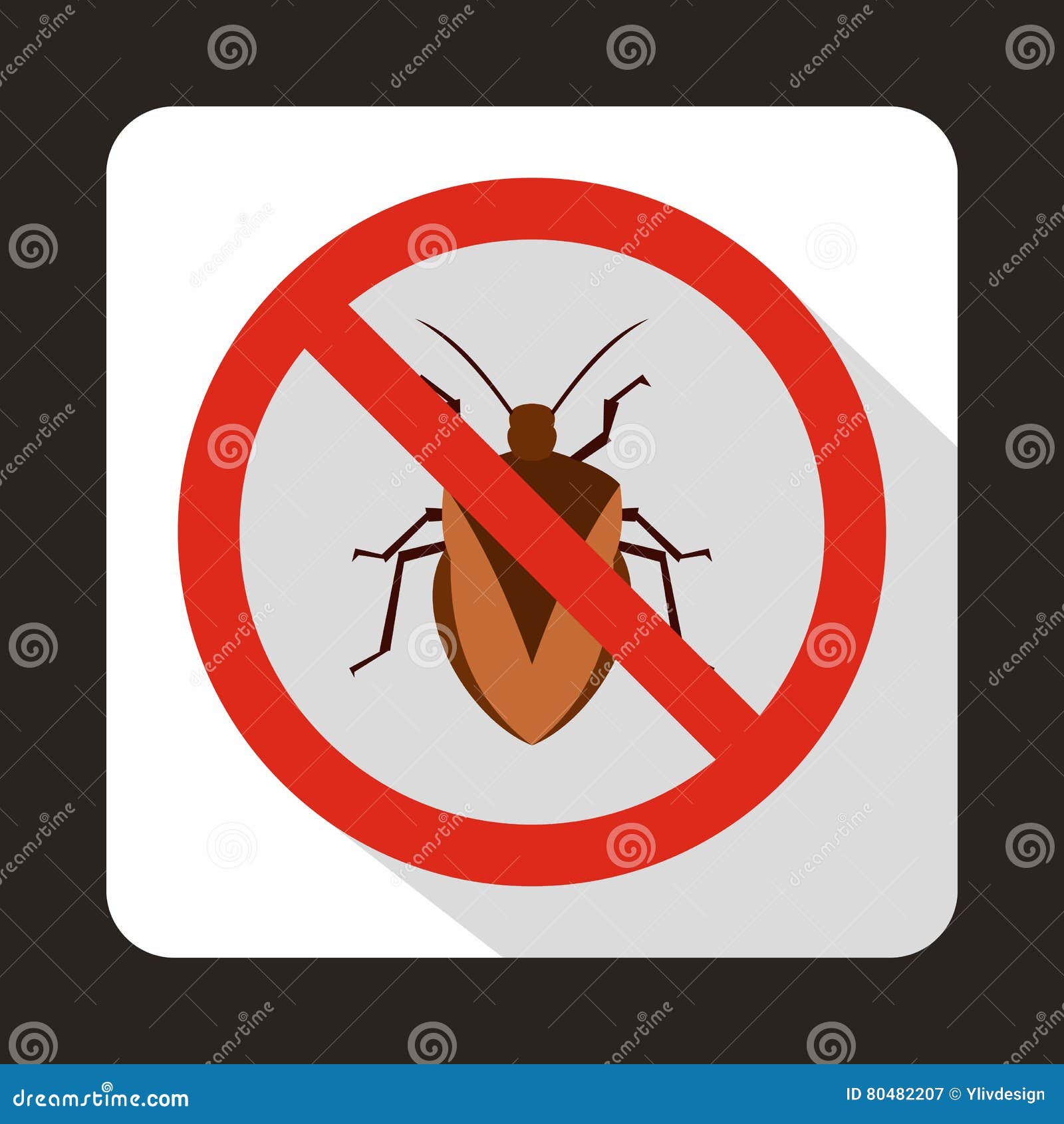 No Bug Sign Icon, Flat Style Stock Vector - Illustration of destruction ...