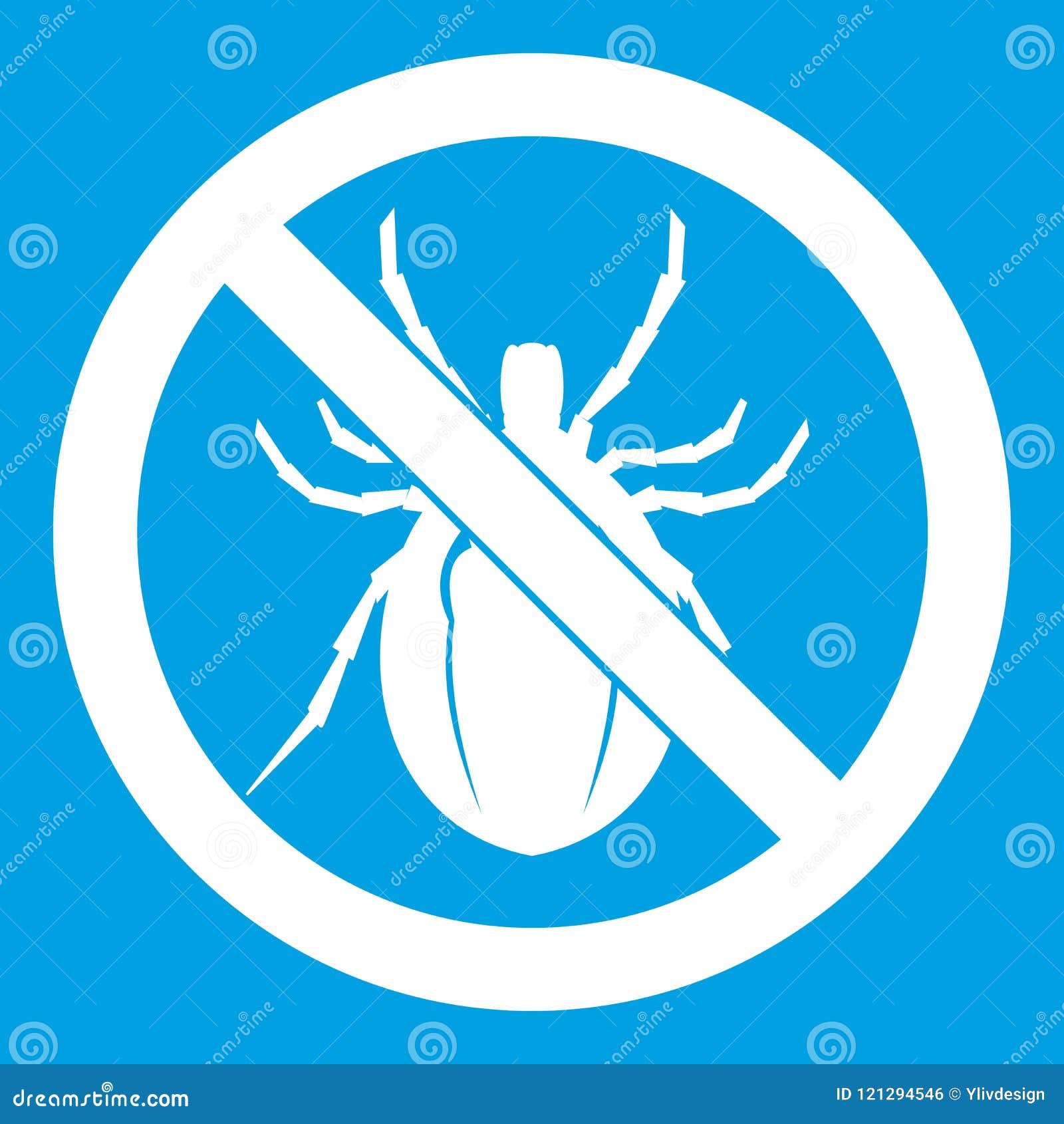 No bug sign icon white stock vector. Illustration of pesticide - 121294546