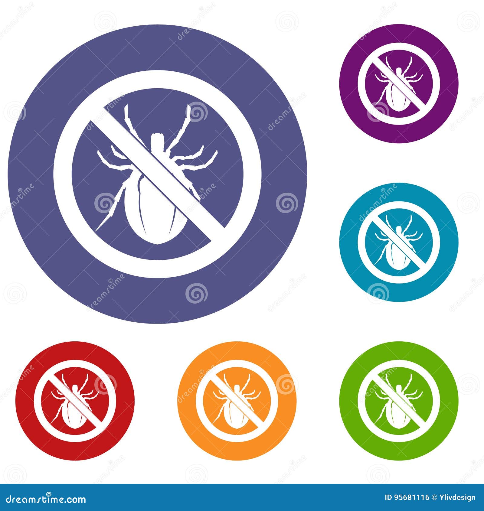 No bug sign icons set stock vector. Illustration of mite - 95681116