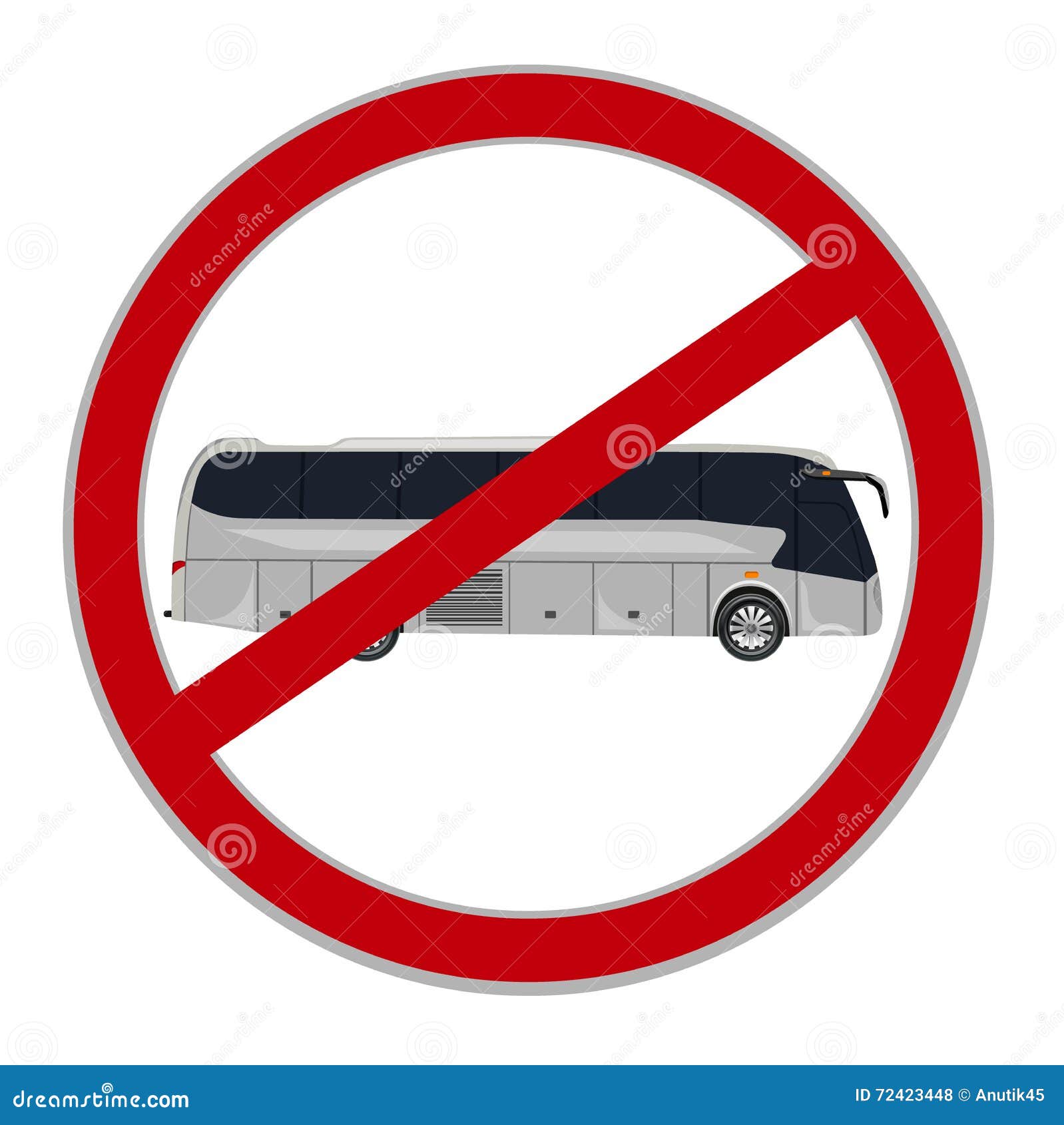 No Bus Sign, Vector Illustration Stock Vector - Illustration of auto ...