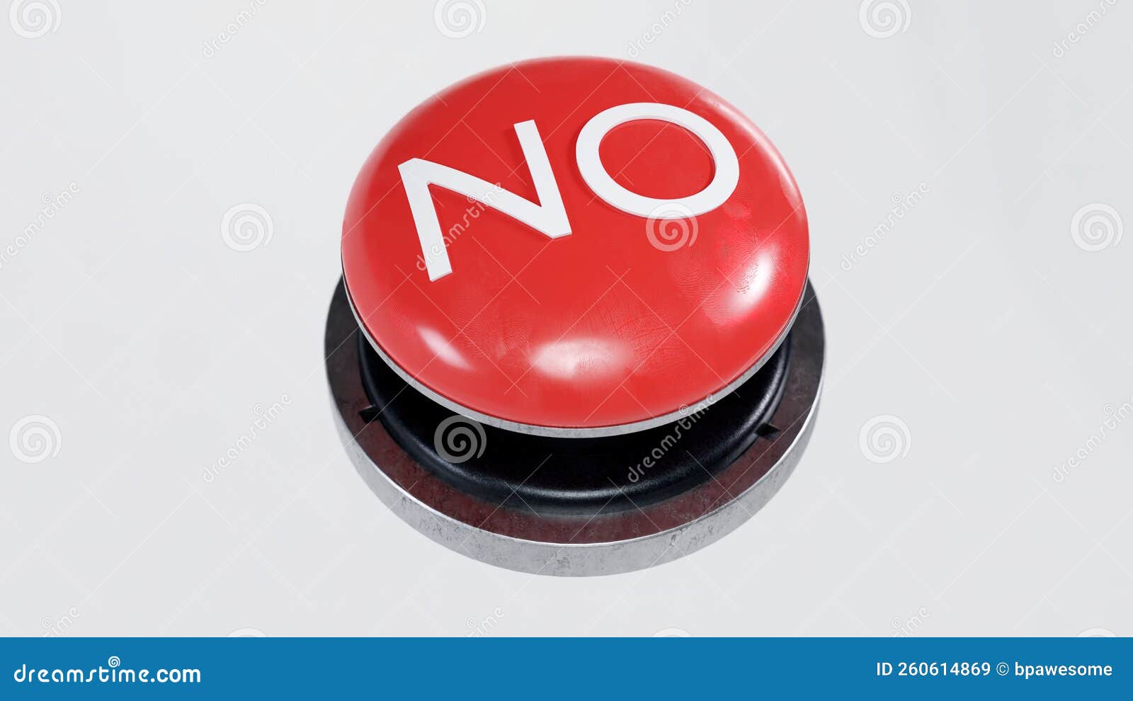 No Button, Large Red Button on a White Background, 3d Render Stock ...