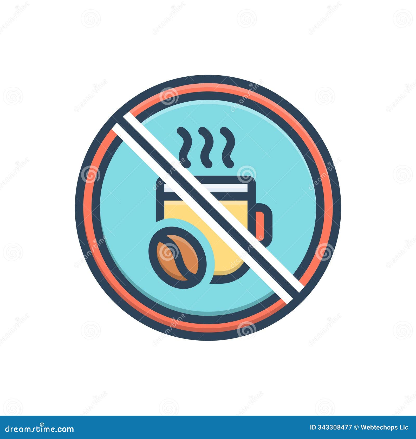 Color Illustration Icon for No Caffeine, Addictive and Hot Stock ...
