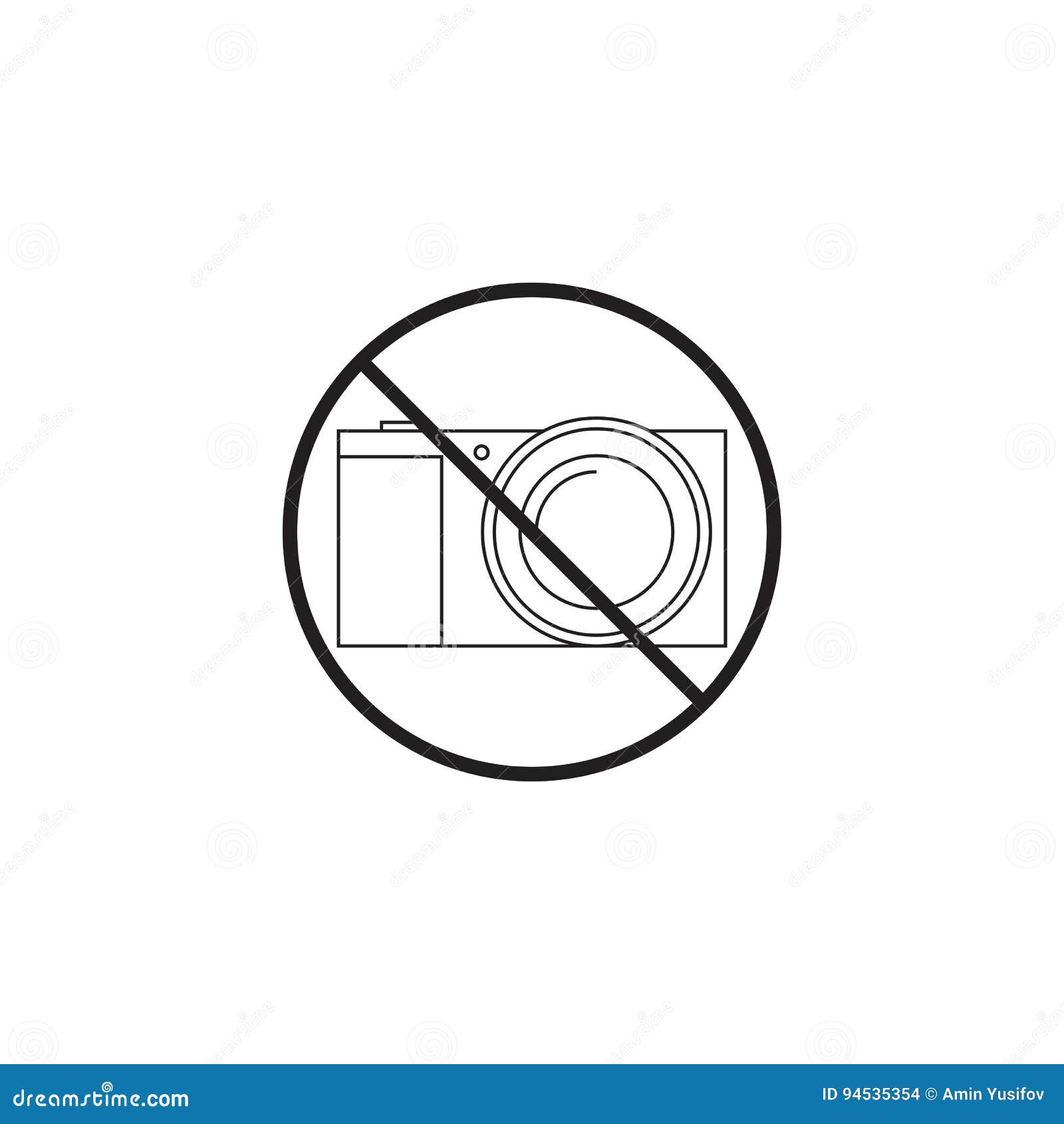 No Camera Line Icon, No Photo Prohibited Sign Stock Vector ...