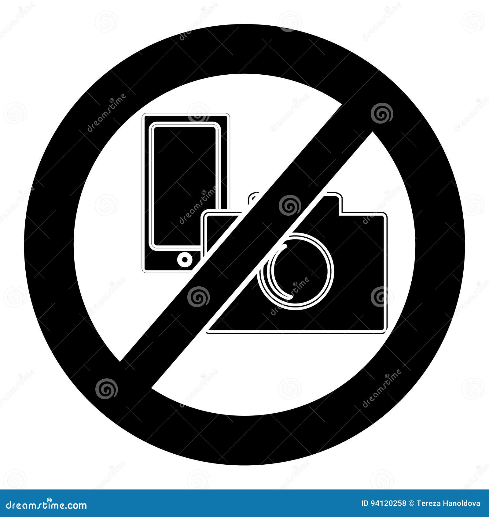 No Camera and Mobile Phone Symbol on White Background Stock Vector ...