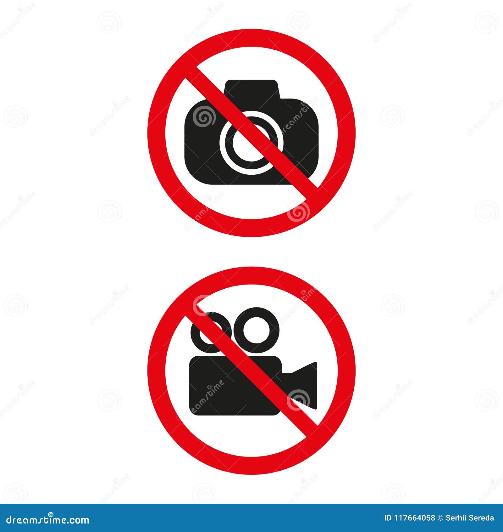 No Camera Sign Icon on White Background. Stock Illustration ...