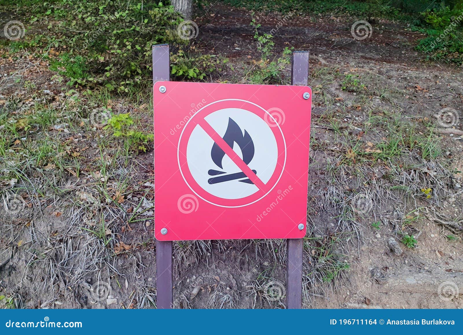 No Campfire Sign. Prohibition Open Flame Warning Stock Photo - Image of ...