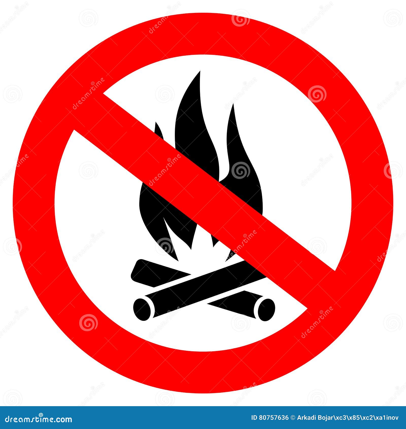 No Campfire Sign Isolated On White Background Cartoon Vector ...