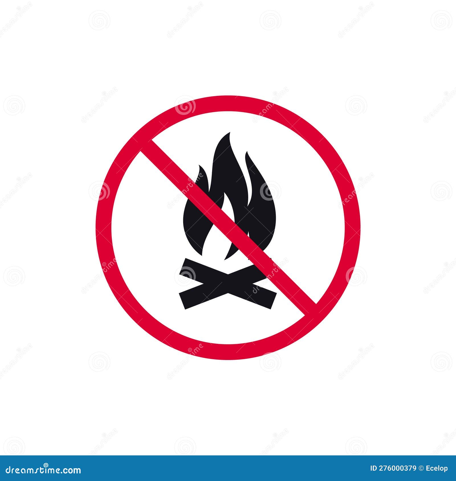 No Campfired Prohibited Sign, No Fire Forbidden Modern Round Sticker ...