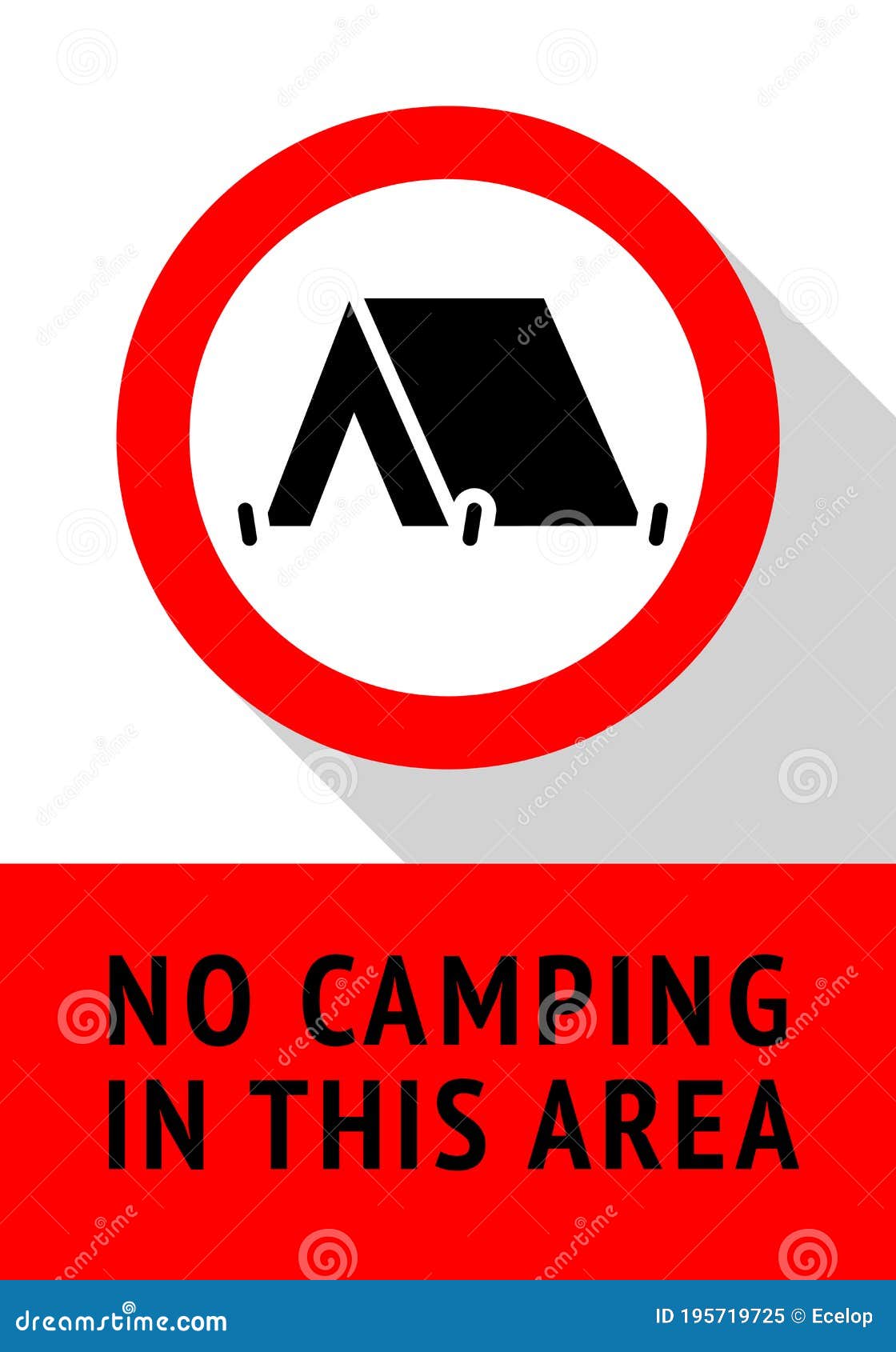 No Camping, Modern Sticker, Ready To Print Stock Vector - Illustration ...