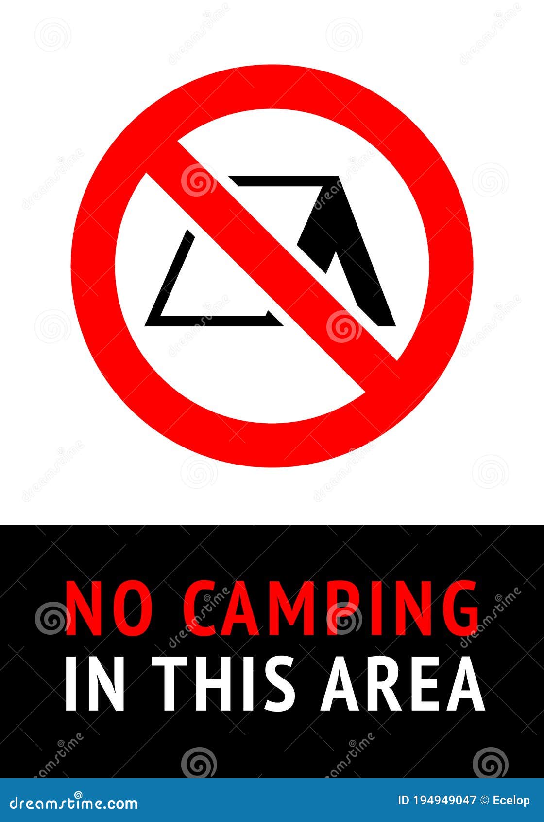 No Camping, Trendy Label, Ready To Print Stock Vector - Illustration of ...