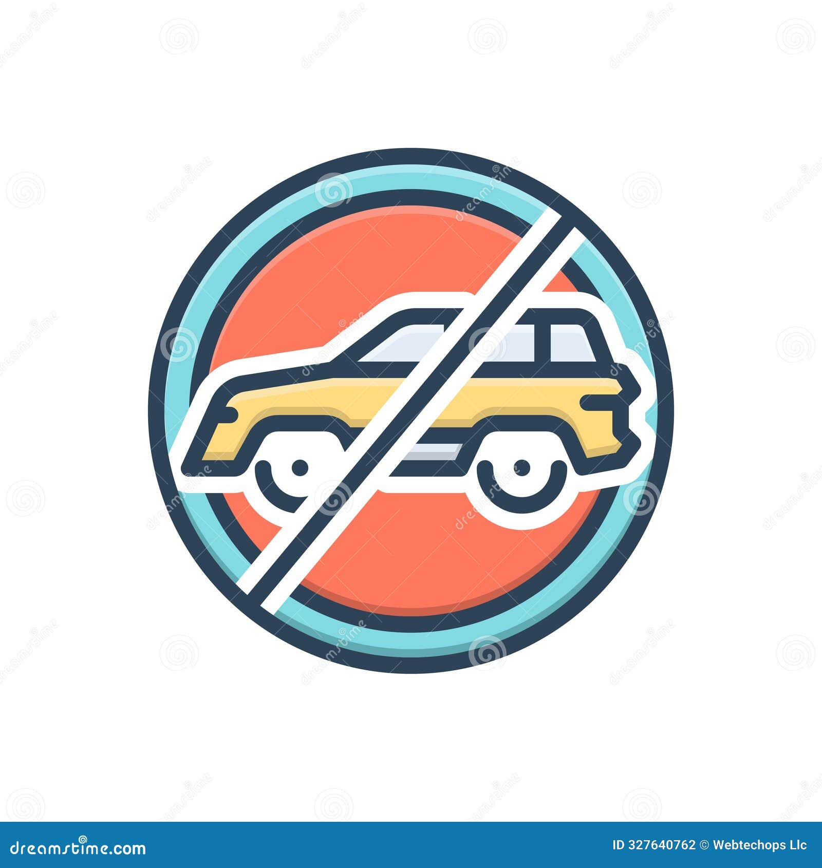 Color Illustration Icon for No Car Allowed, No and Transport Stock ...