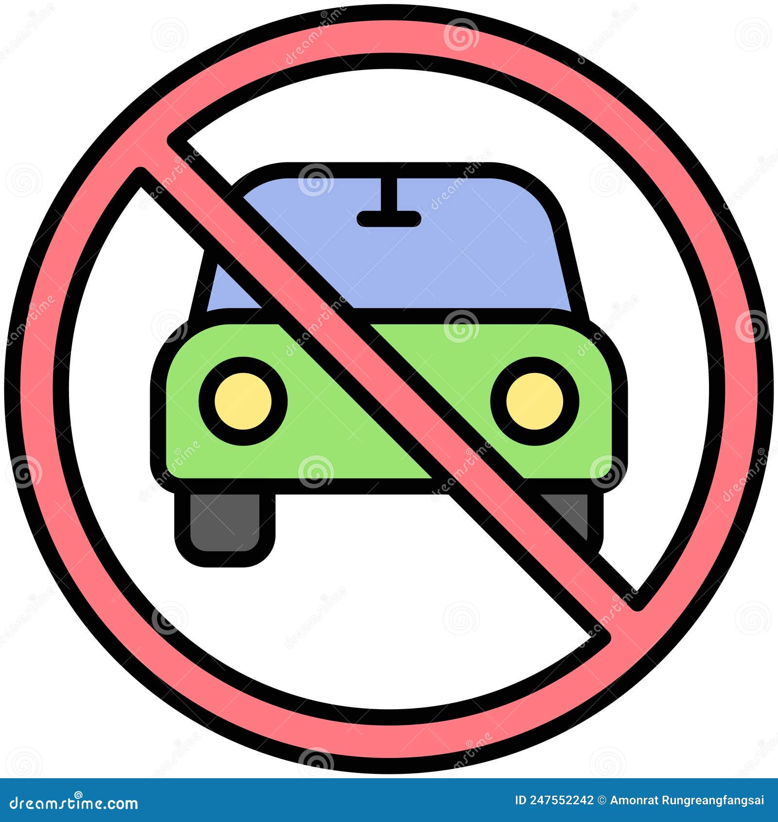 No Car Icon, Prohibition Sign Vector Illustration Stock Vector ...