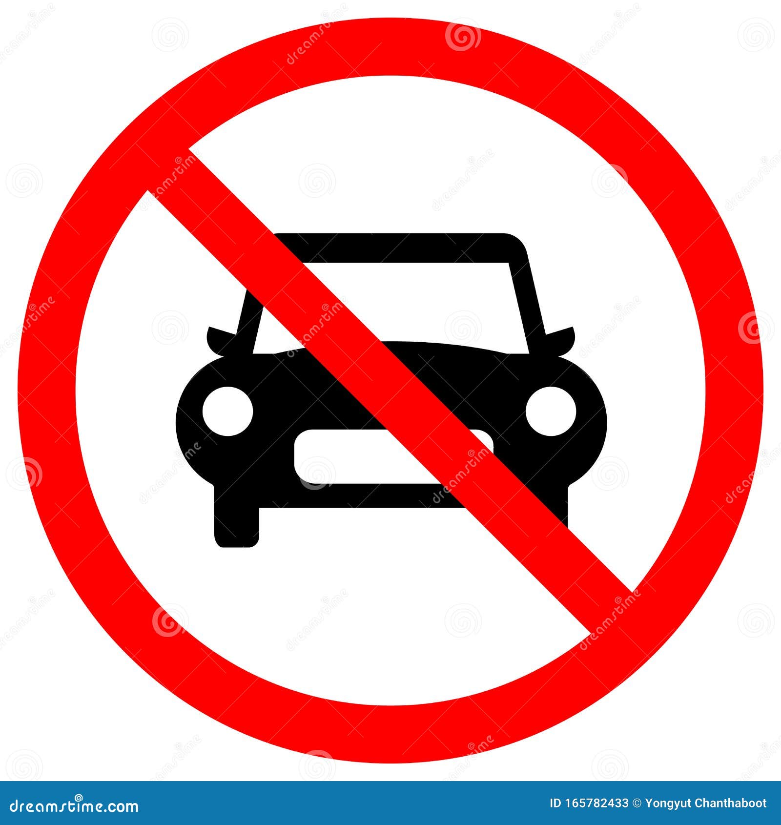 No Car Traffic Road Sign,Vector Illustration, Isolate on White ...
