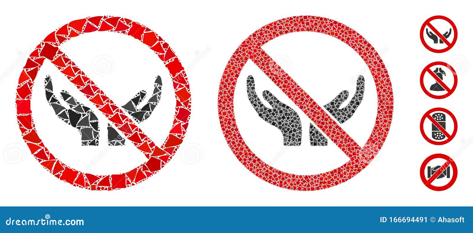 No Care Hands Composition Icon of Rugged Items Stock Vector ...