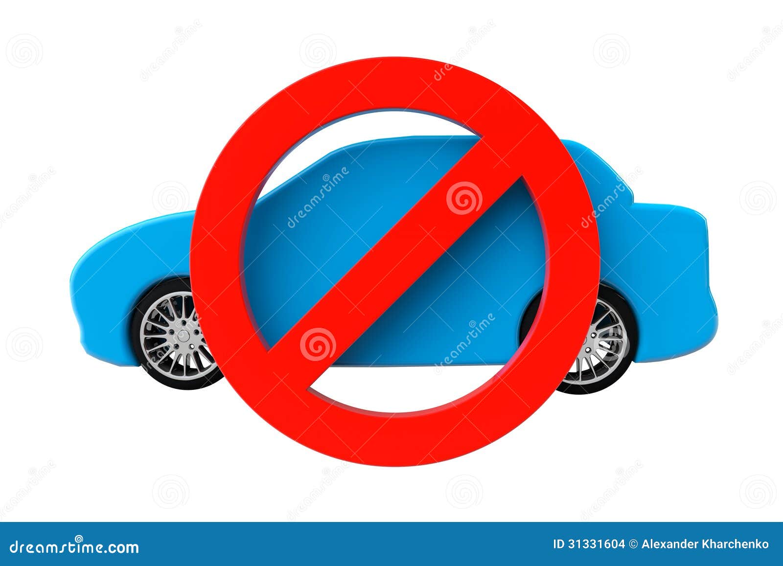 No Cars Allowed Concept. Car with Not Allowed Symbol Stock Illustration ...
