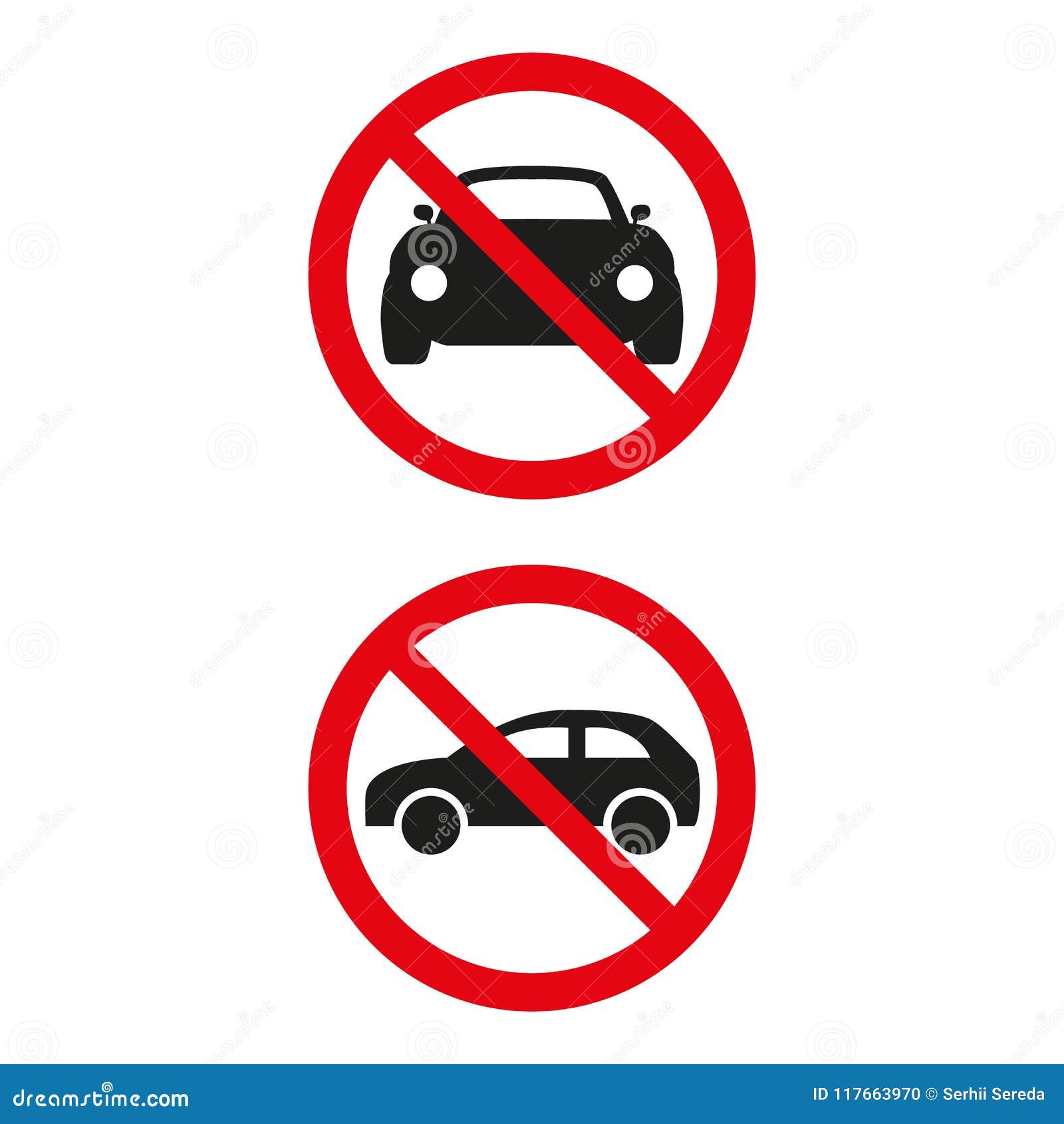 No Cars Sign on White Background. Stock Illustration - Illustration of ...