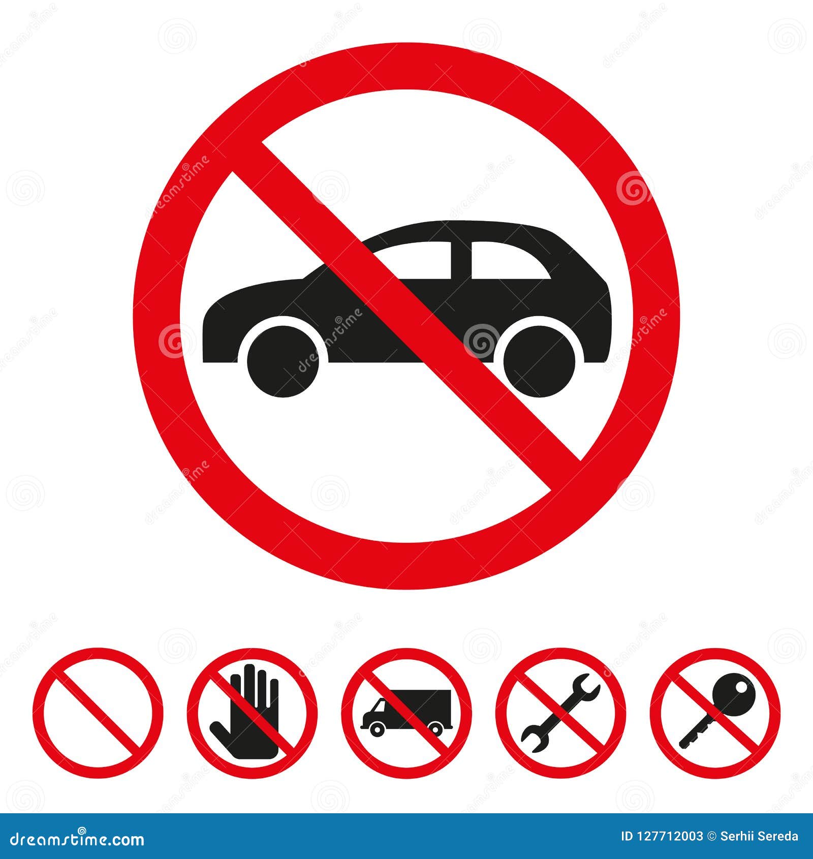 No Cars Sign on White Background. Stock Illustration - Illustration of ...