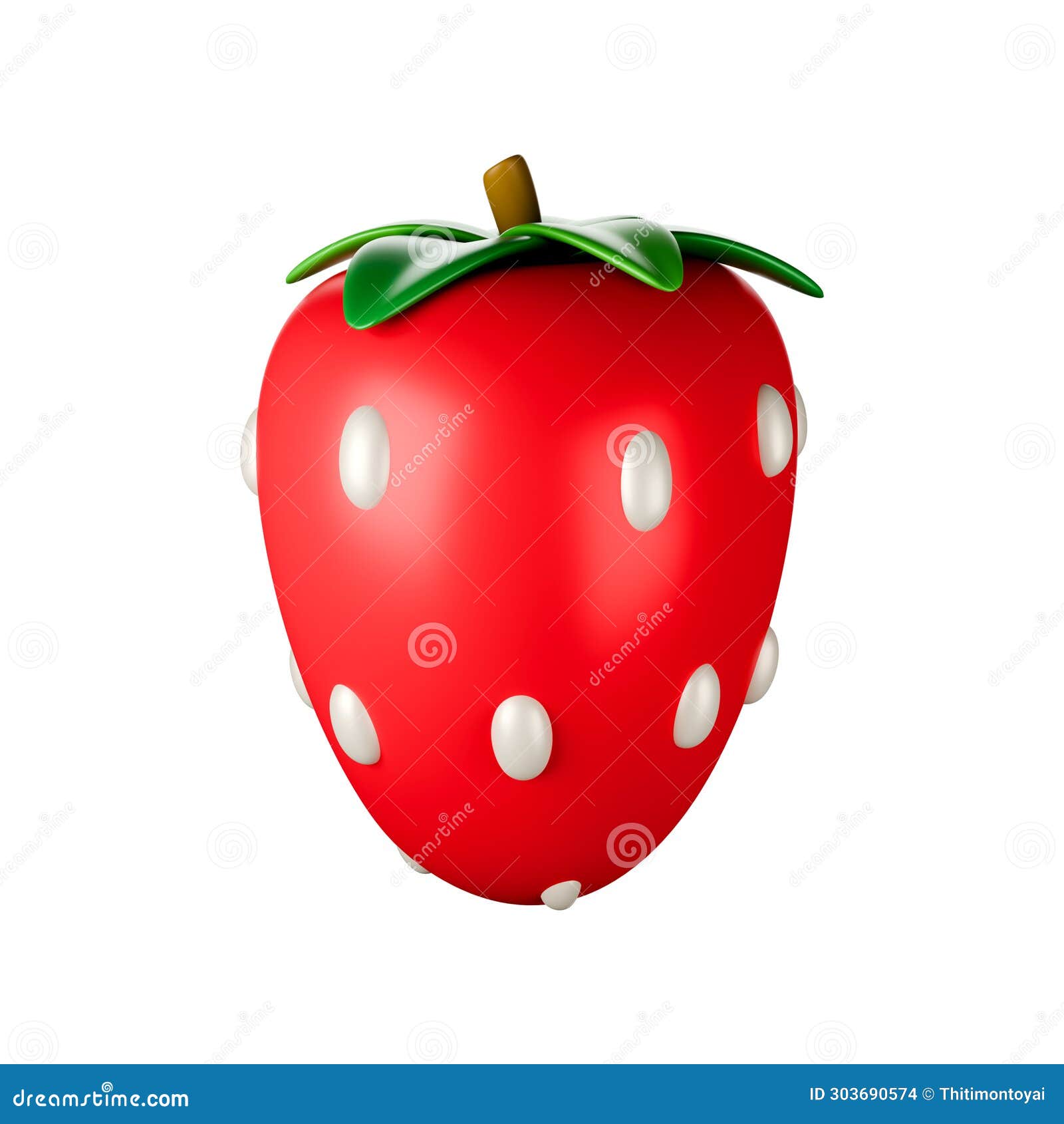 Cartoon Style Strawberry 3D. Stock Illustration - Illustration of ...