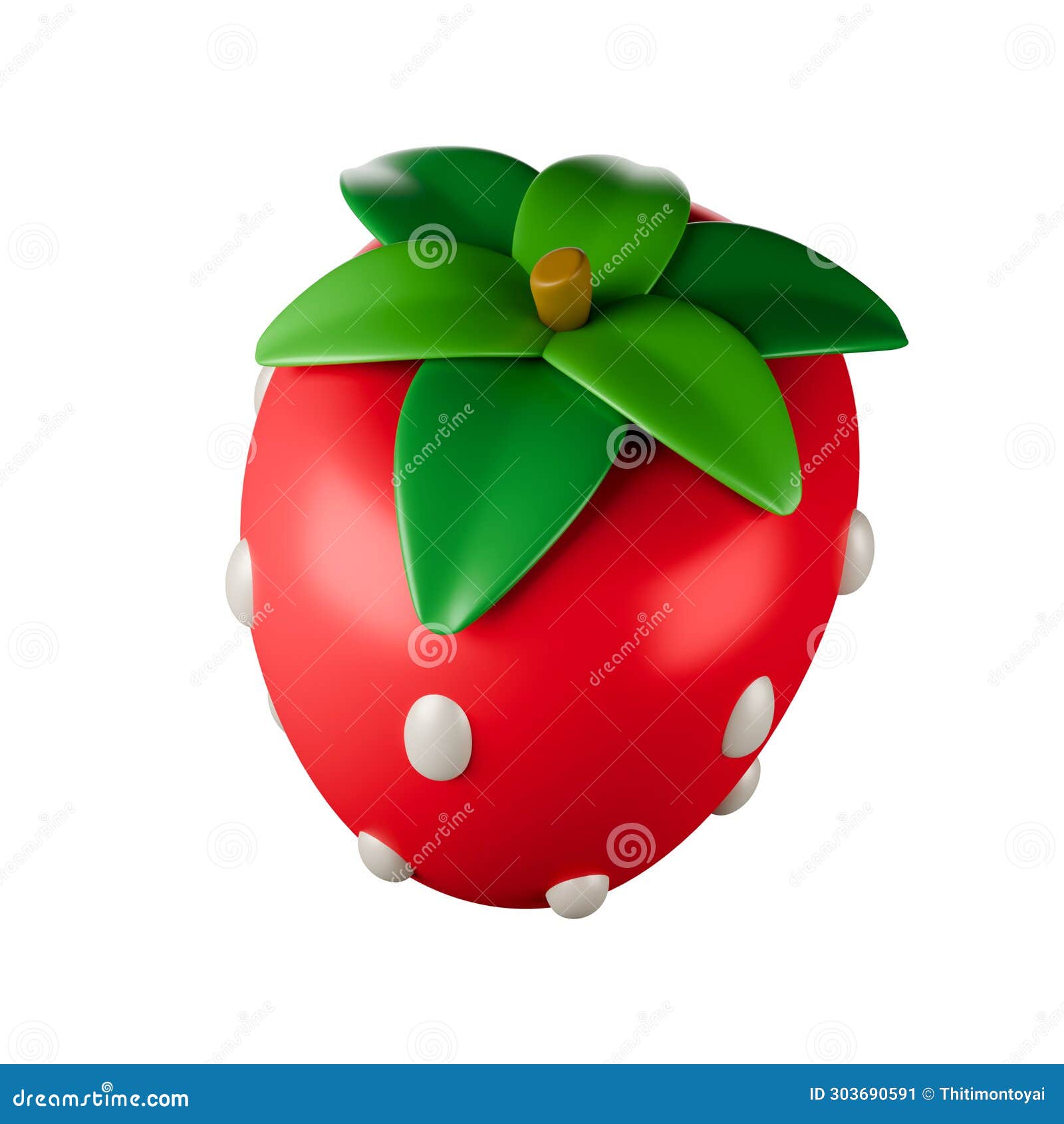 Cartoon Style Strawberry 3D. Stock Illustration - Illustration of ...