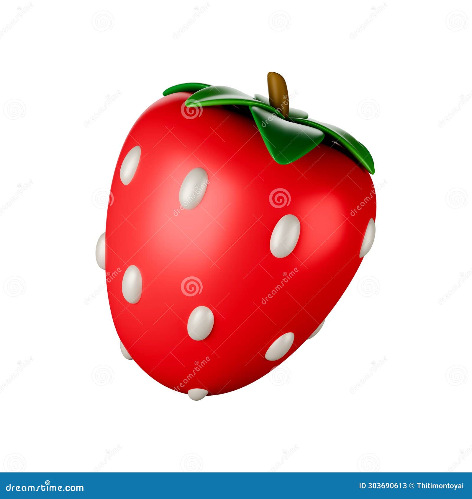 Cartoon Style Strawberry 3D. Stock Illustration - Illustration of ...