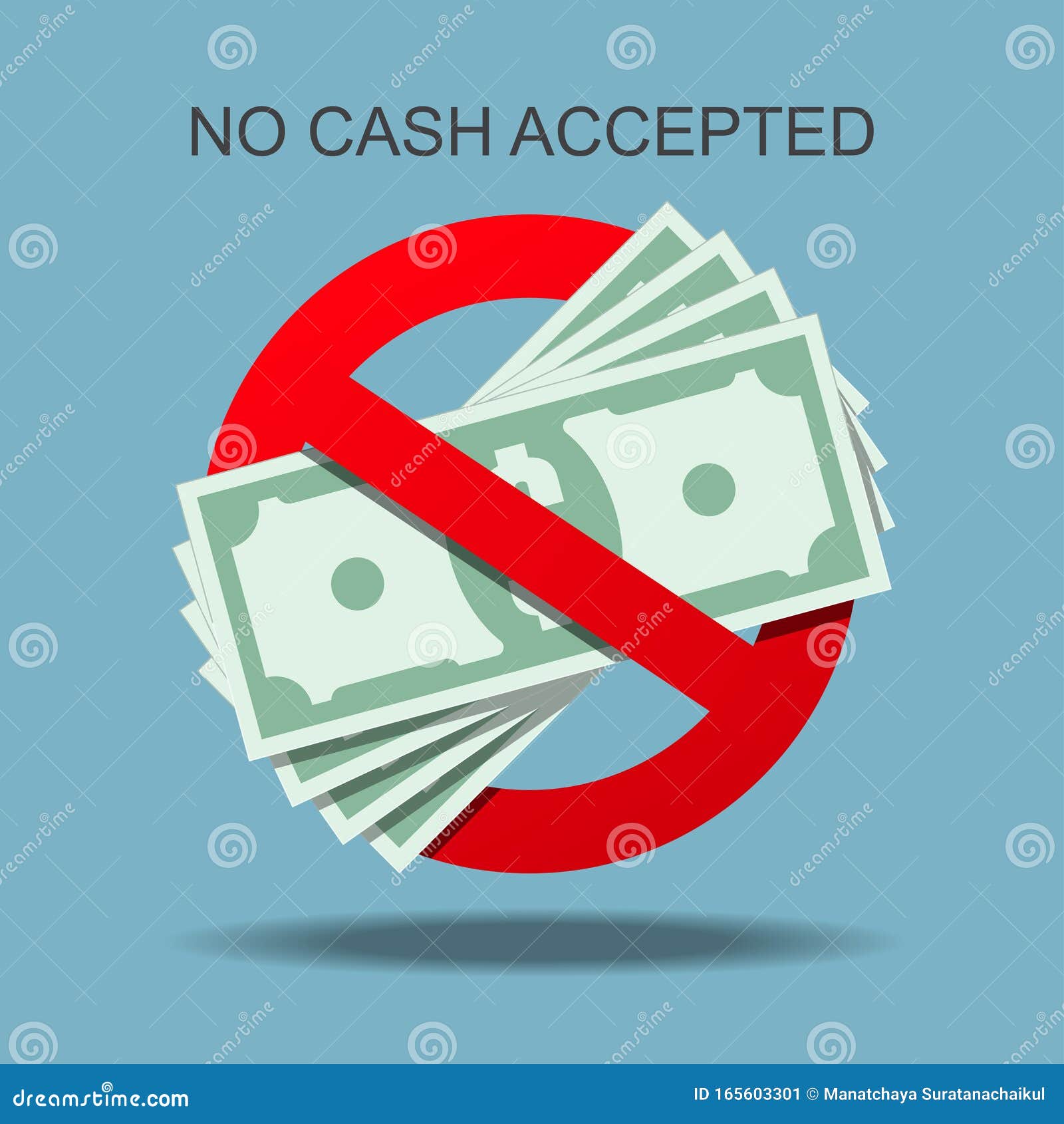 No cash accepted stock vector. Illustration of payment - 165603301