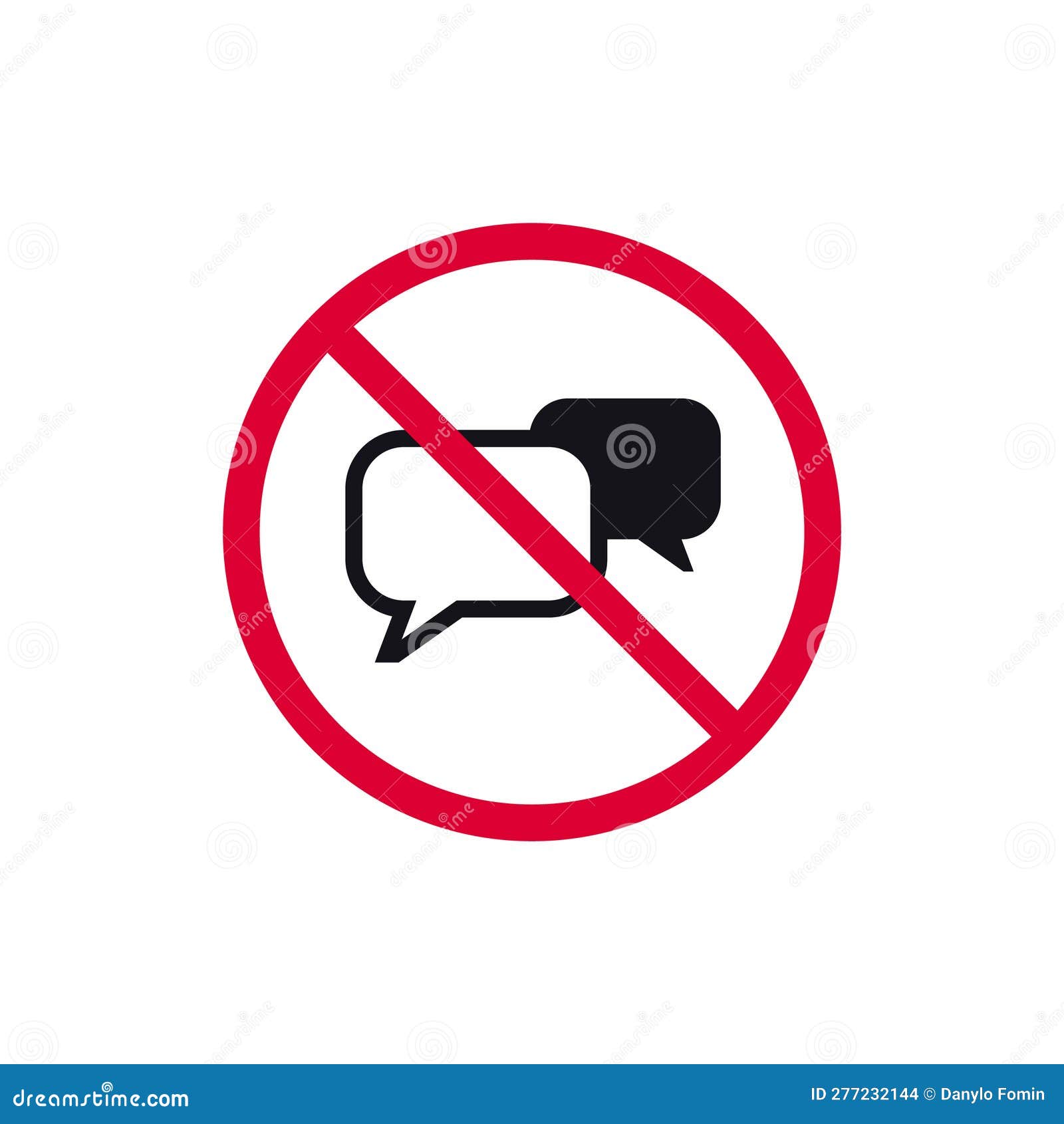 No Chat Prohibited Sign, No Speaking Forbidden Modern Round Sticker ...