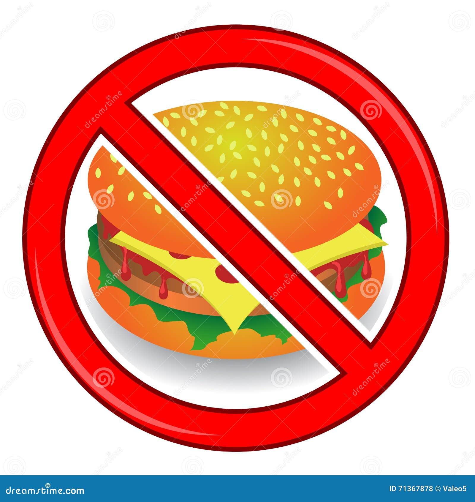 No Cheeseburger Sign stock vector. Illustration of lunch - 71367878