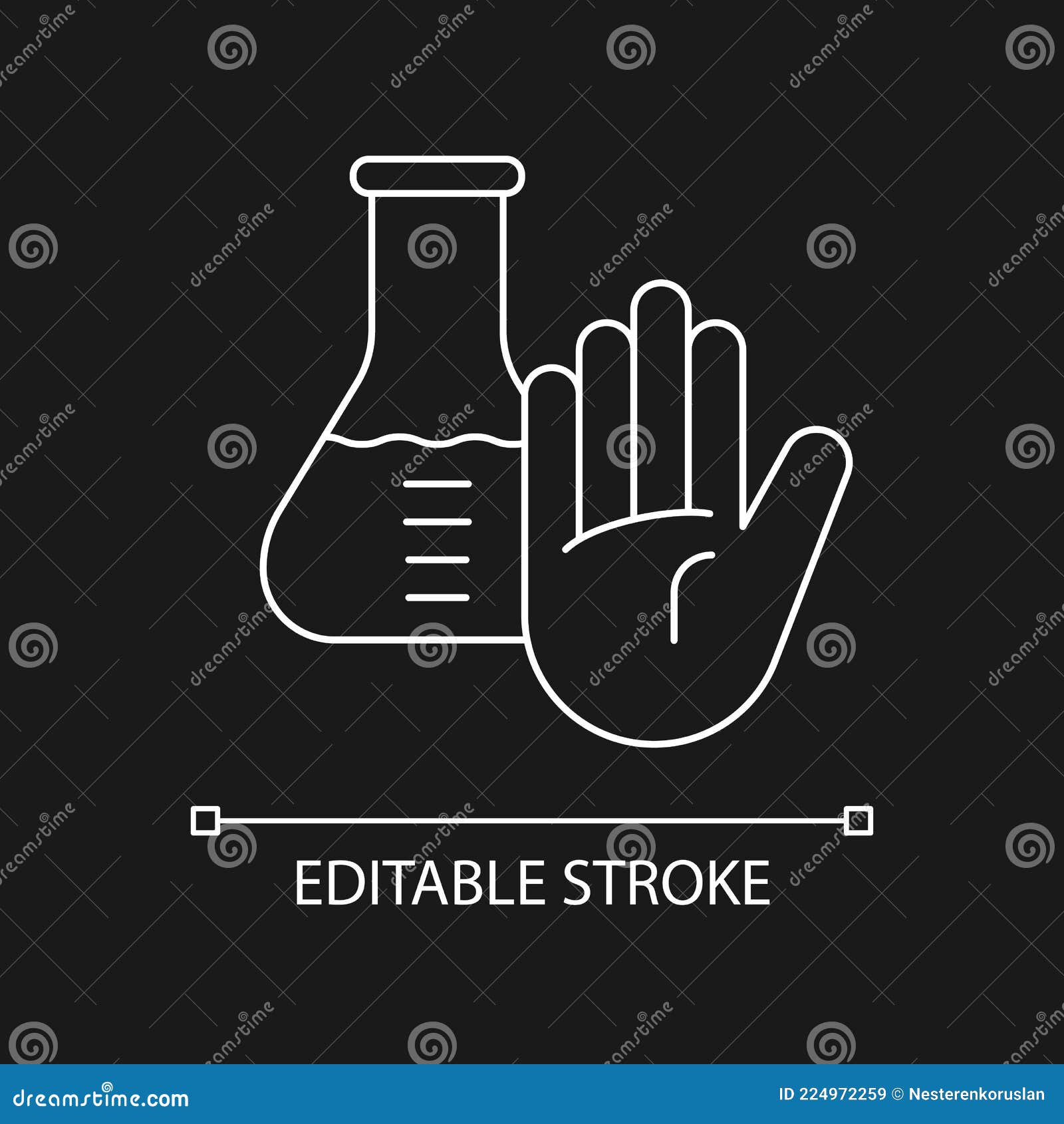 No Chemical Testing White Linear Icon for Dark Theme Stock Vector ...